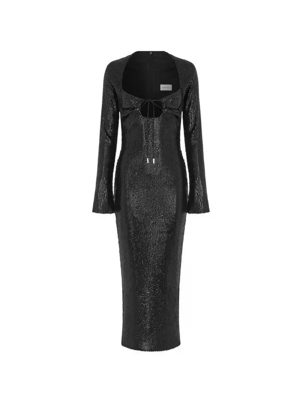 16Arlington Amiata Diamond-sequin Midi Dress - Black