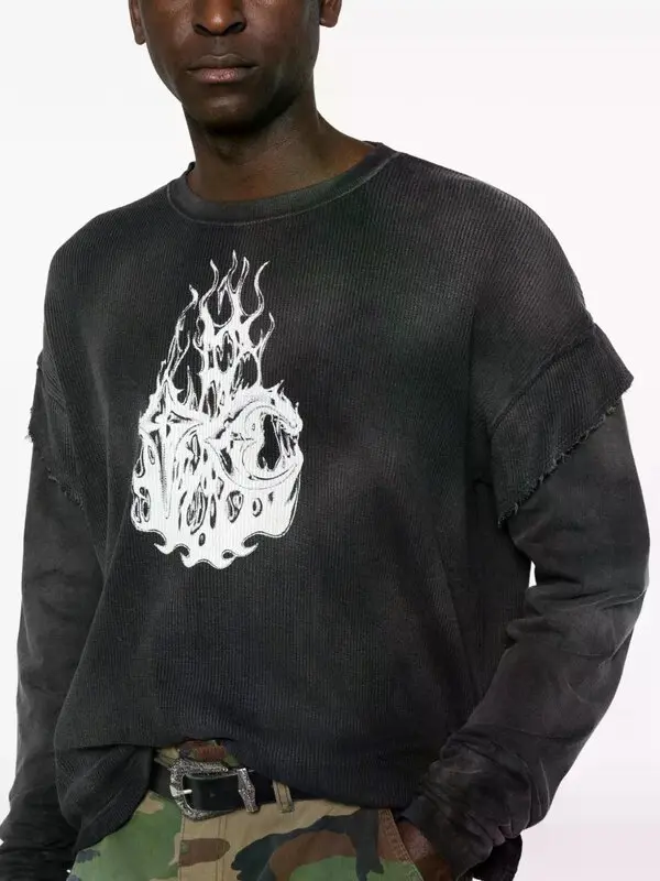THUG CLUB Graphic-print Layered-sleeve Sweatshirt