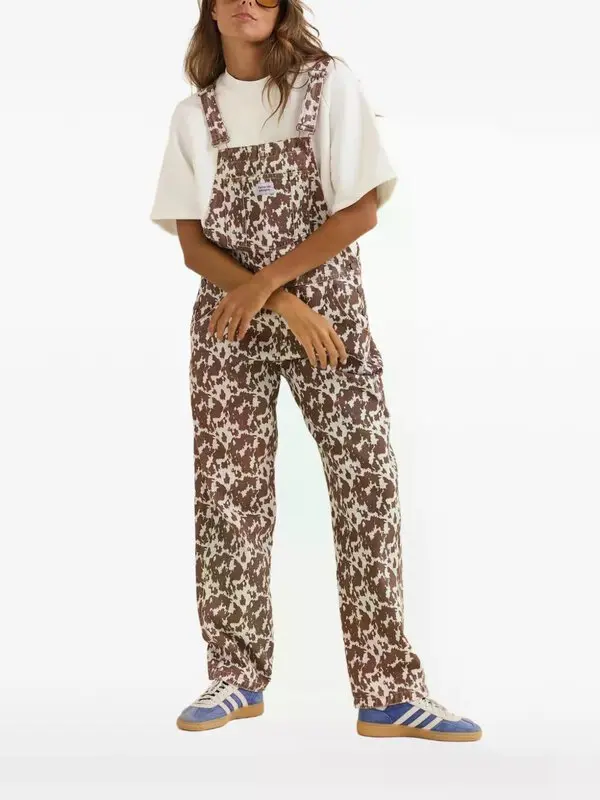 FAVORITE PEOPLE Picnic Cow-pattern Overalls - Brown