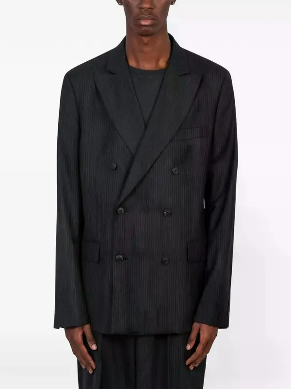 ANOTHER ASPECT 2.0 Pinstripe Double-breasted Suit Jacket