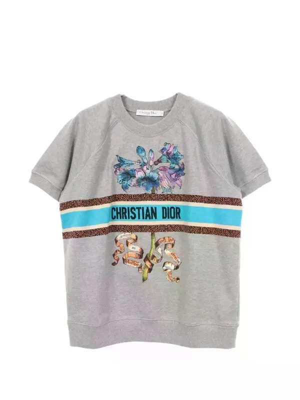 Dior 2010s Flower-embroidered Short-sleeve Top