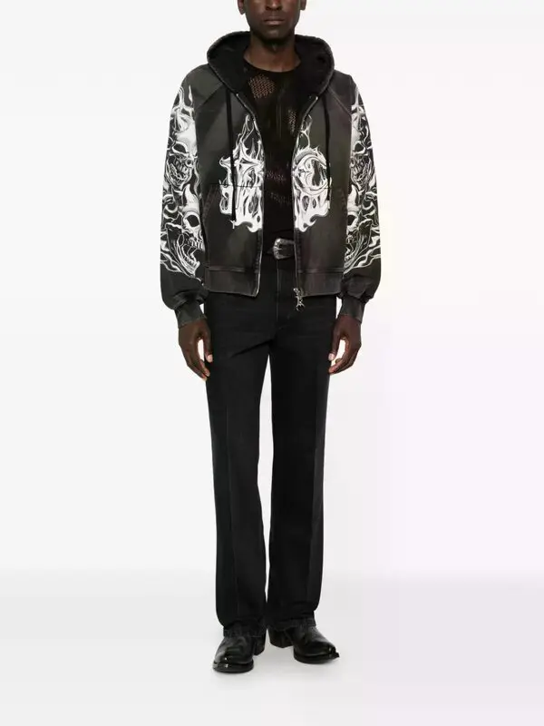 THUG CLUB Graphic-print Zip-up Hoodie