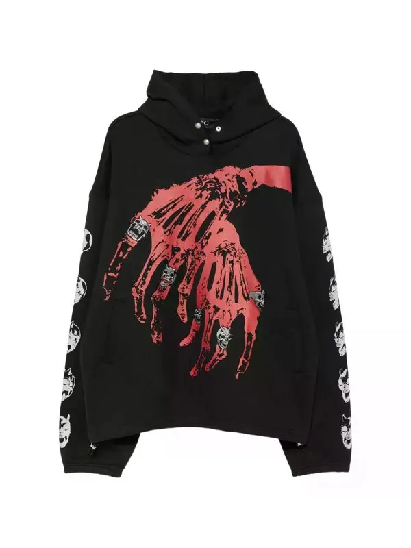 THUG CLUB Graphic-print Snap-button Hoodie