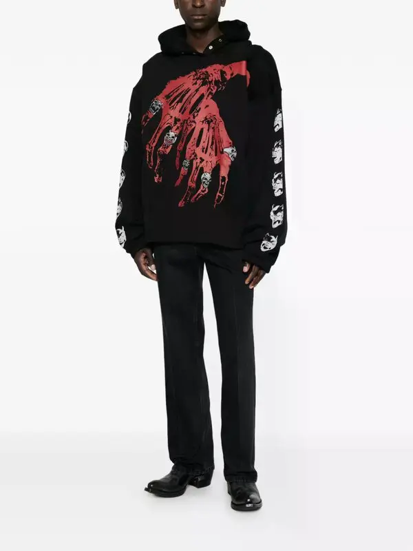 THUG CLUB Graphic-print Snap-button Hoodie