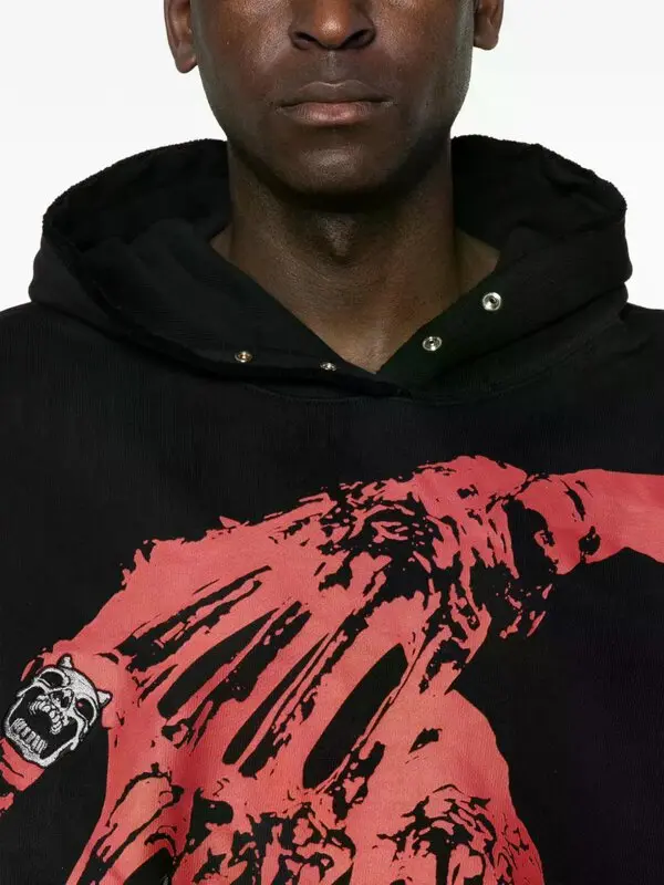 THUG CLUB Graphic-print Snap-button Hoodie