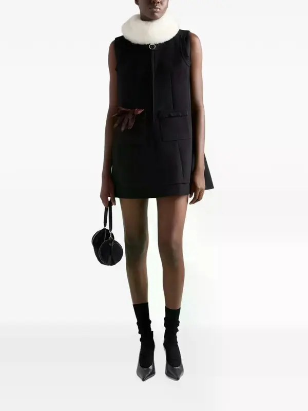 Prada Embroidered Natté-fabric Mini Dress