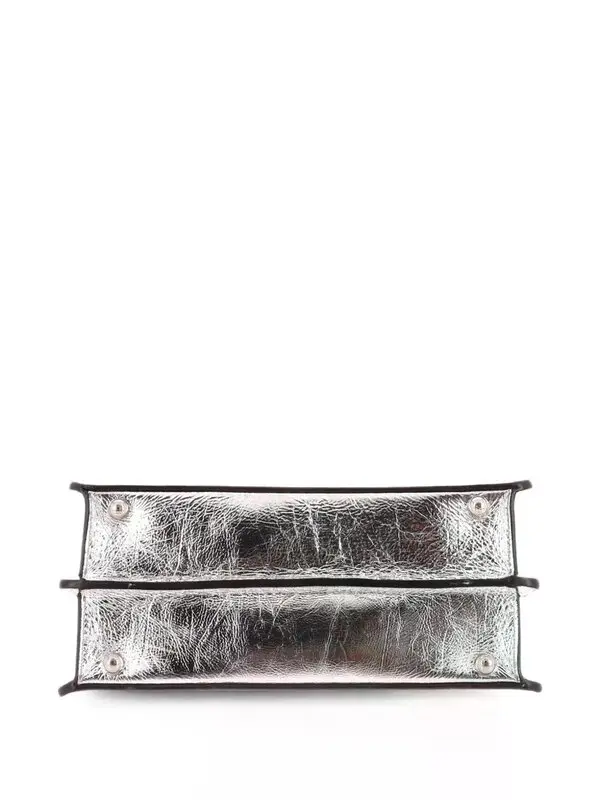 Fendi Peekaboo Iseeu Bag Metallic Leather Small Shoulder Bag - Silver