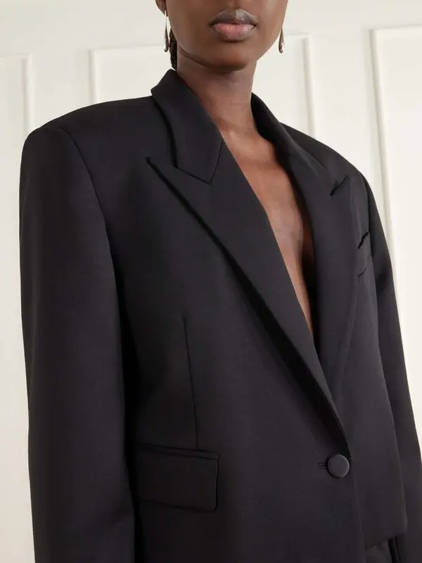 Attico Cropped Wool-blend Gabardine Jacket