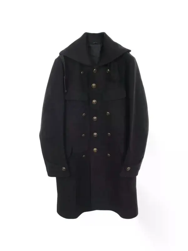 Gucci 2010s Gold-button Moleskin Coat - Black