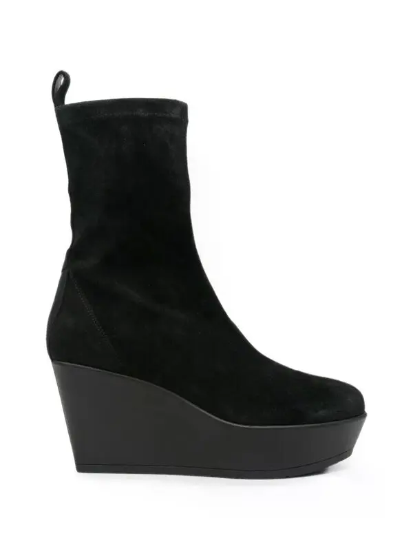 VIC MATIE Suede-finish Wedge-heel Ankle Boots - Black