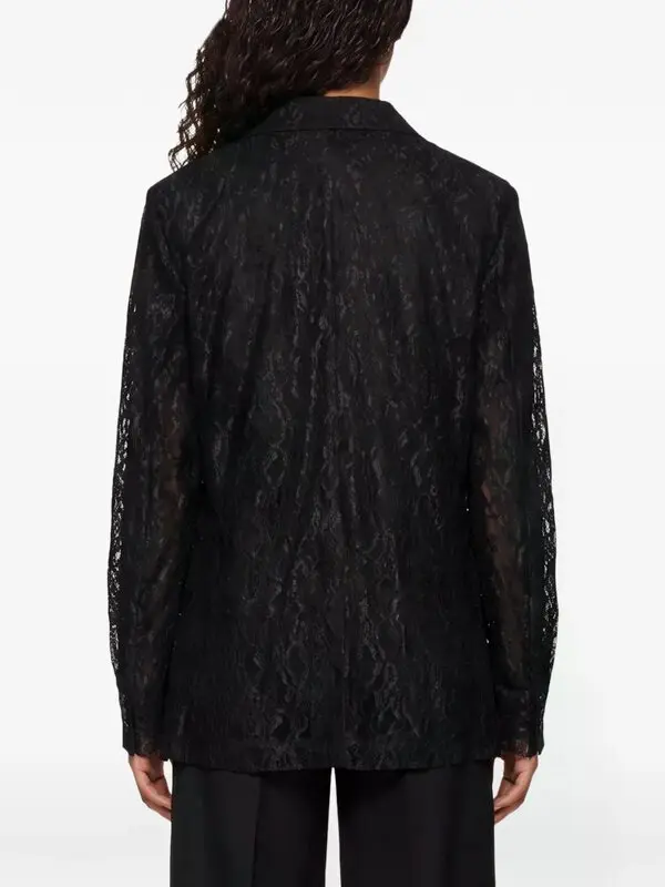 Comme Des Garçons Lace-patterned Notched-lapels Coat
