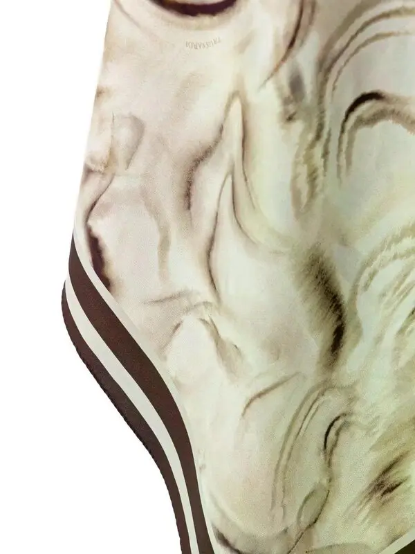 TRUSSARDI Marble-print Bordered Scarf - Neutrals