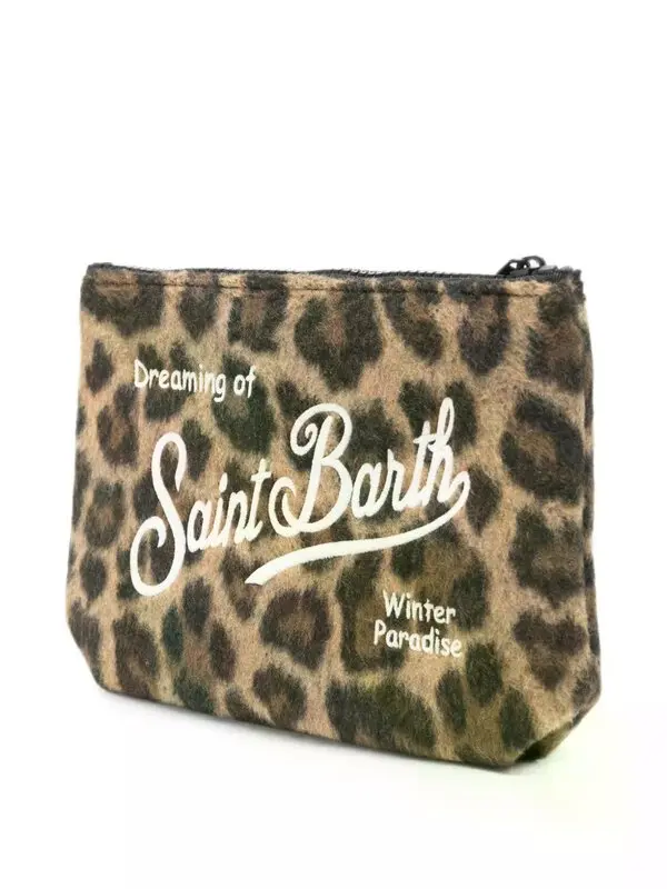 MC2 SAINT BARTH Zebra-print Logo-embroidered Clutch Bag - Brown