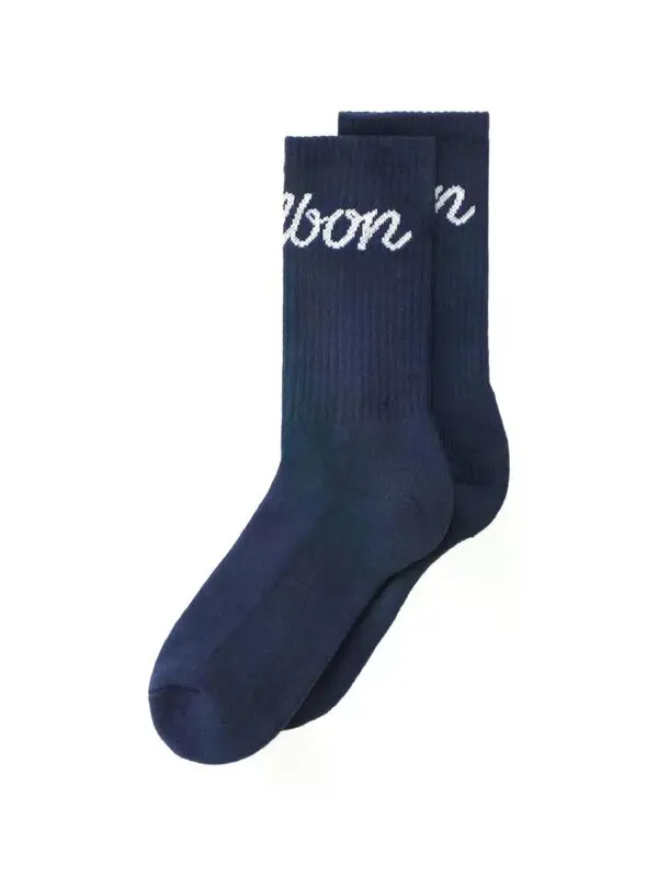 MALBON Bon Script Ribbed-knit Socks - Blue