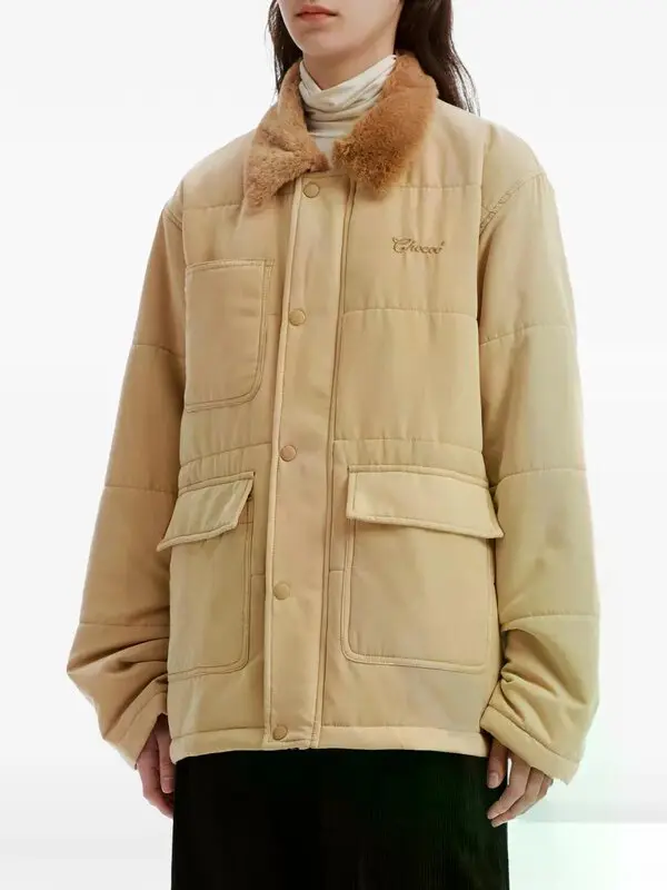 CHOCOOLATE Quilted Faux-fur Collar Jacket