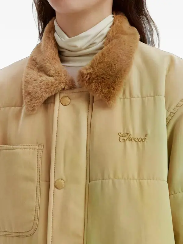 CHOCOOLATE Quilted Faux-fur Collar Jacket