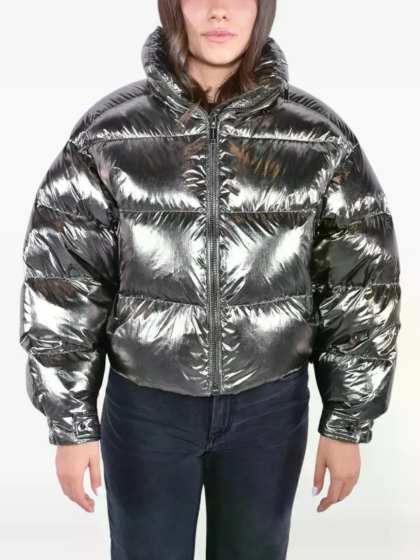 Michael Kors Metallic Nylon Ciré Puffer Jacket