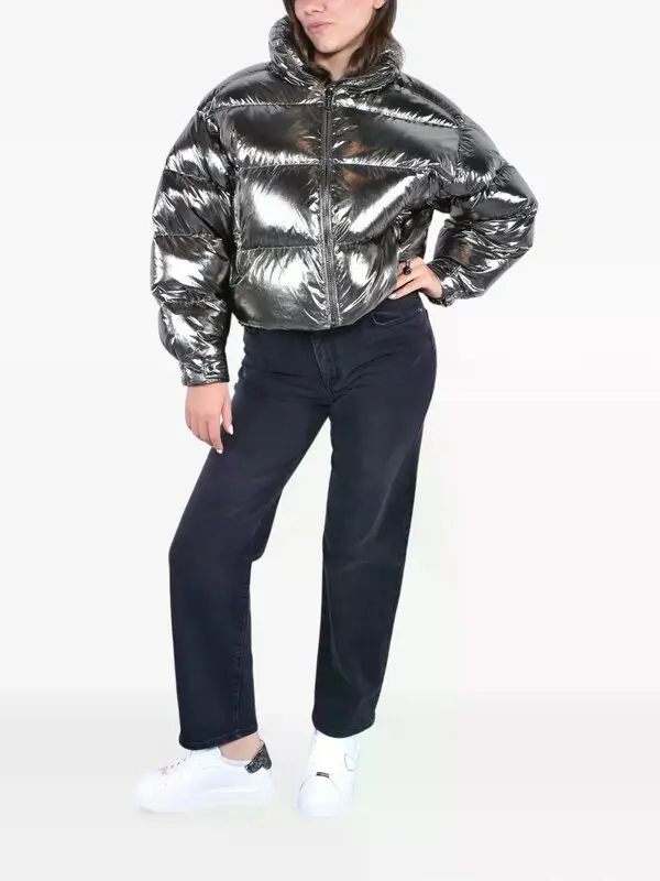 Michael Kors Metallic Nylon Ciré Puffer Jacket