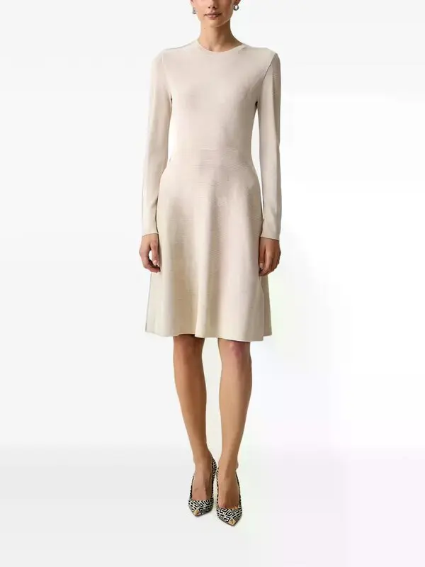 Armani Exchange Fine-knit Long-sleeve Midi Dress - Neutrals