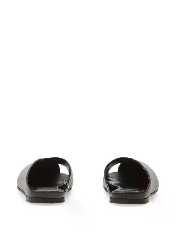 ALOHAS Peep-toe Leather Flat Sandals
