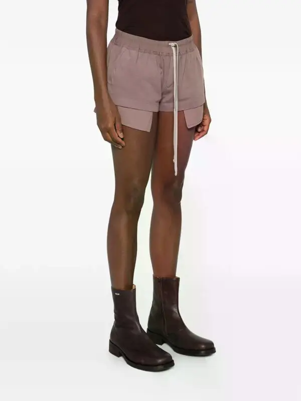 Rick Owens Fog Drawstring Layered-panel Shorts