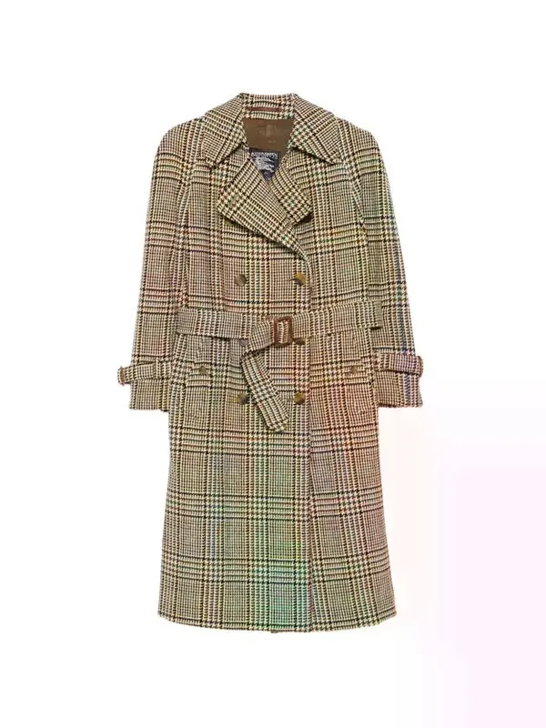 Burberry 1970s Checked Double-breasted Trench Coat - Neutrals