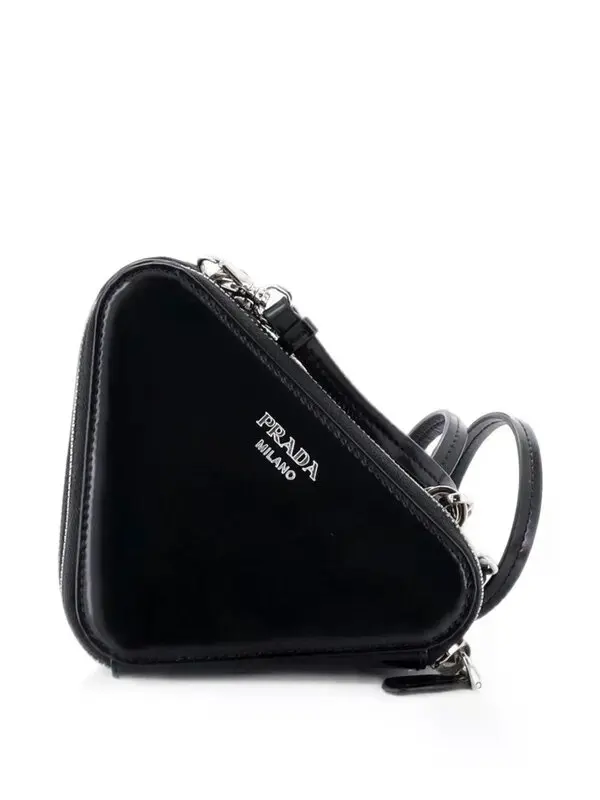 Prada Triangle Double Pouch Crystal Embellished Satin Mini Crossbody Bag