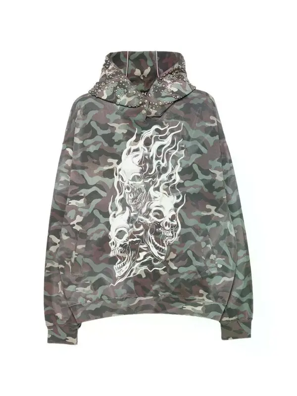THUG CLUB Skull-print Camouflage Hoodie