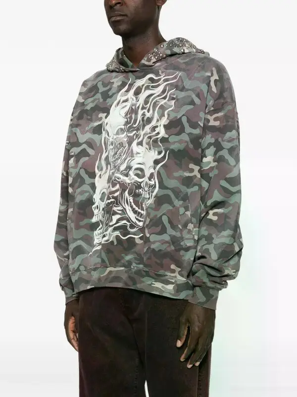 THUG CLUB Skull-print Camouflage Hoodie