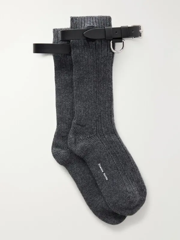 Simone Rocha Buckle-detailed Wool-blend Socks - Gray
