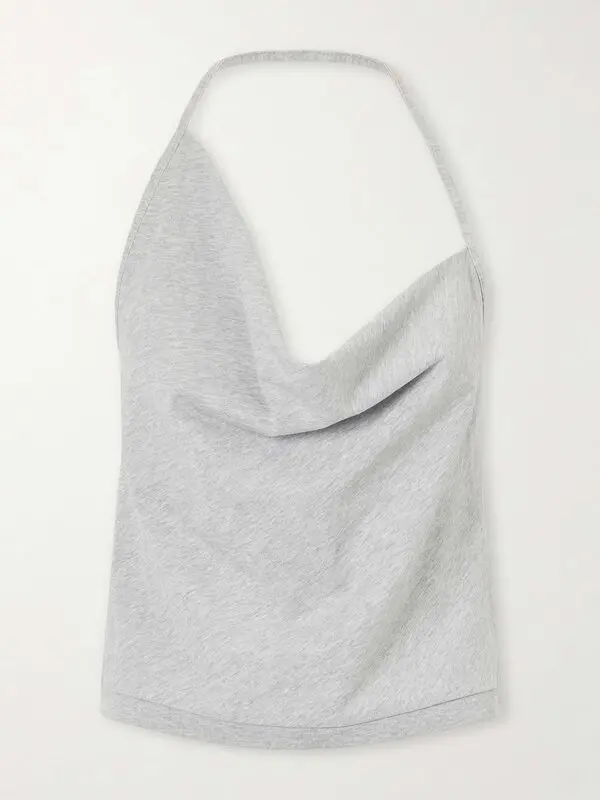 ST. AGNI Halterneck Cotton-jersey Cami