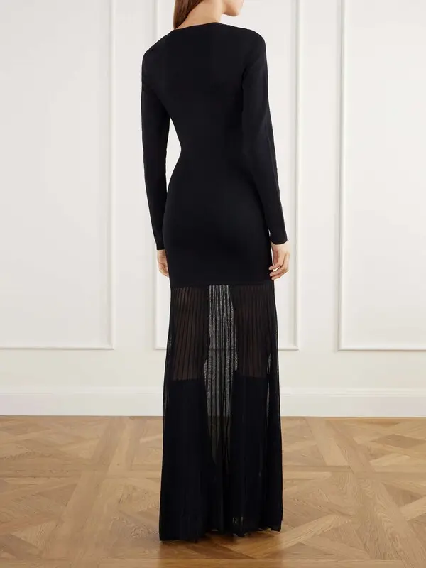 SIR. Aylu Lace-appliqué Contrast-panel Stretch-knit Maxi Dress