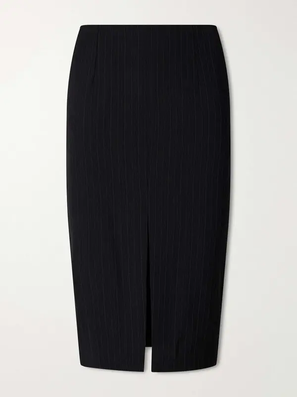 Saint Laurent Pinstriped Wool-blend Midi Skirt