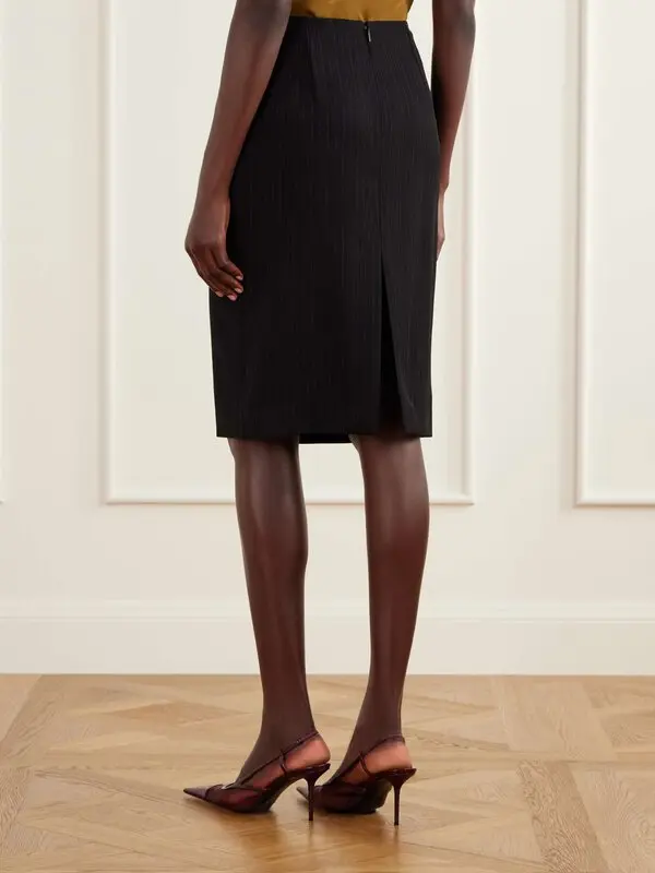 Saint Laurent Pinstriped Wool-blend Midi Skirt