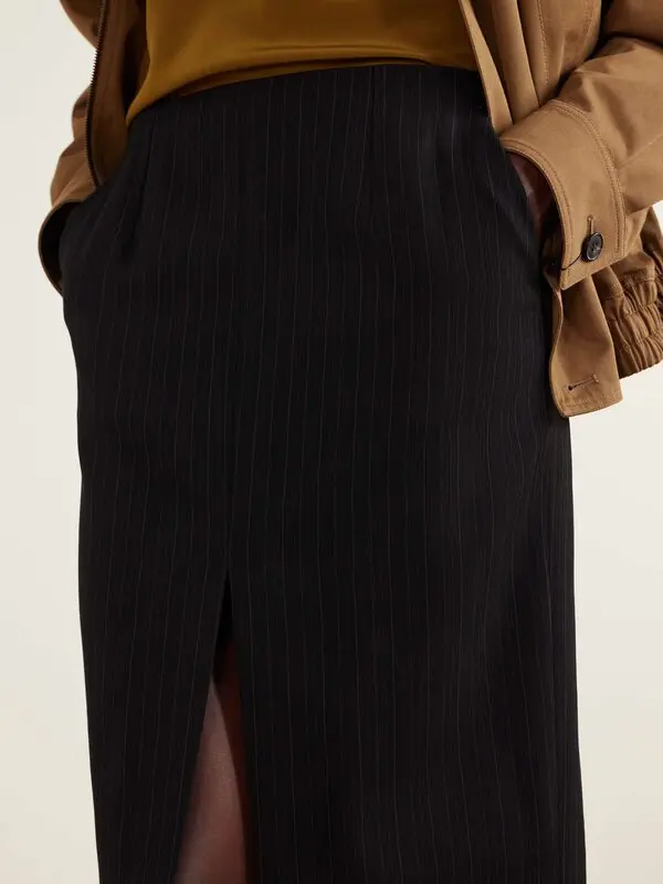 Saint Laurent Pinstriped Wool-blend Midi Skirt