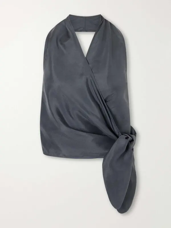 ST. AGNI Silk Wrap Halterneck Top