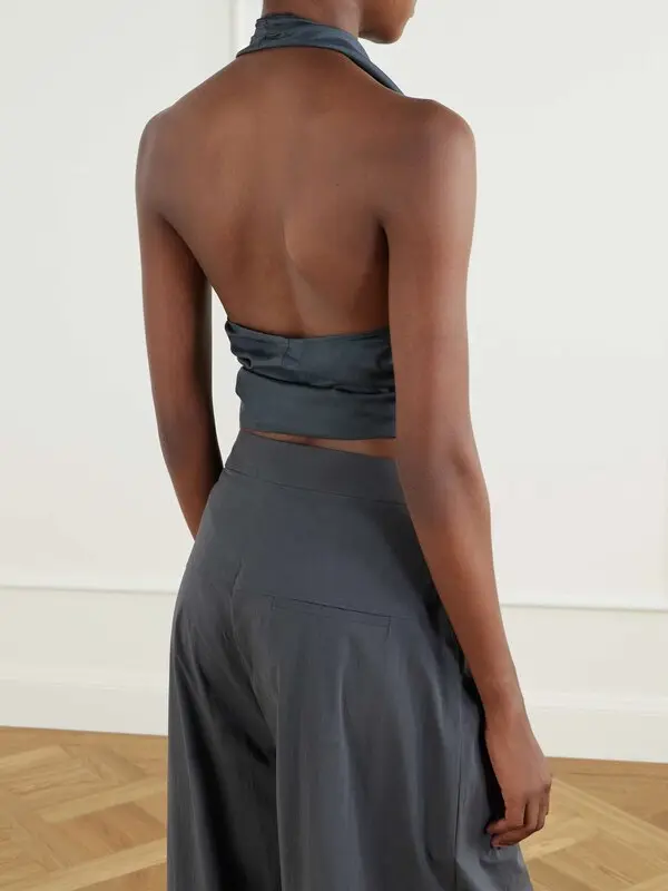ST. AGNI Silk Wrap Halterneck Top