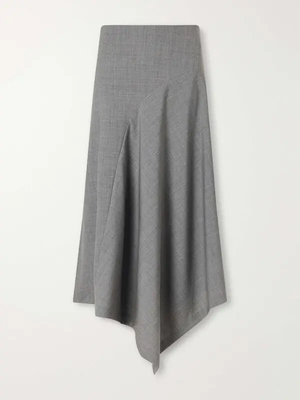 ST. AGNI Asymmetric Stretch-wool Midi Skirt