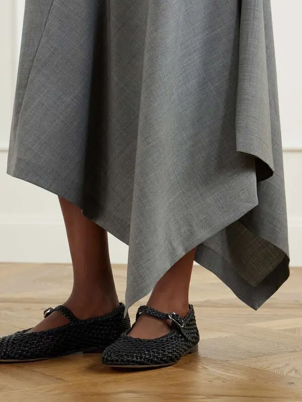 ST. AGNI Asymmetric Stretch-wool Midi Skirt