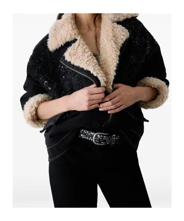 Liu Jo Embellished Faux Fur Denim Jacket
