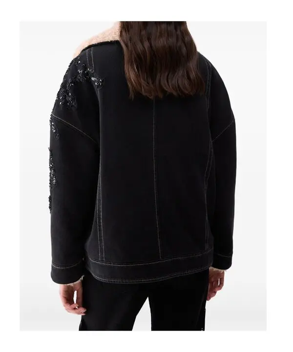Liu Jo Embellished Faux Fur Denim Jacket