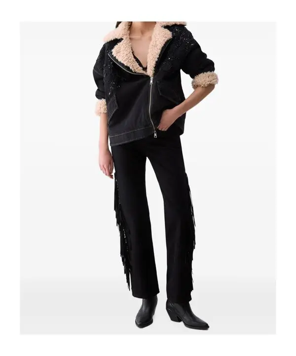 Liu Jo Embellished Faux Fur Denim Jacket