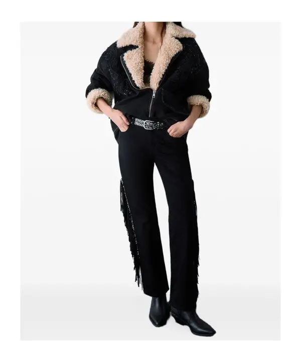 Liu Jo Embellished Faux Fur Denim Jacket