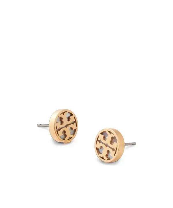 Tory Burch Icon Mother Of Pearl Circle Stud Earrings