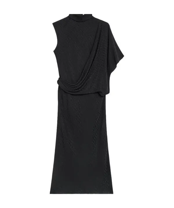 Celine Loose Draped Dress In Matte And Shiny Silk