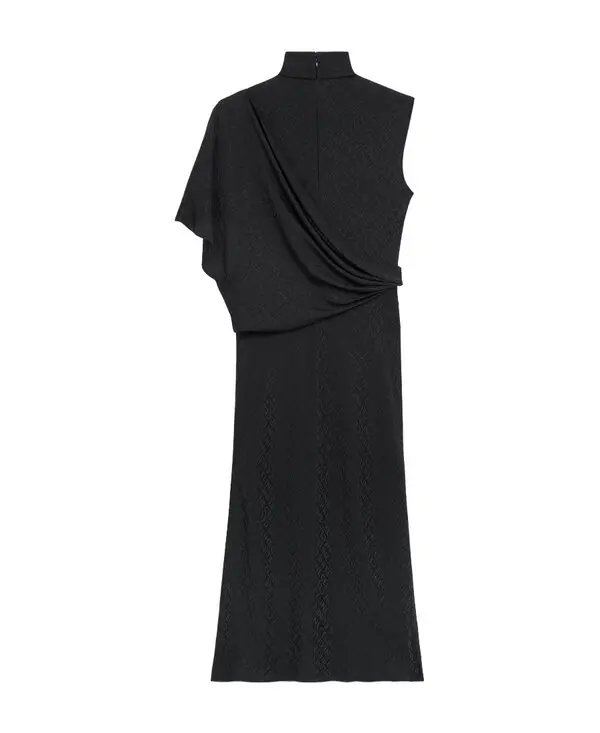 Celine Loose Draped Dress In Matte And Shiny Silk