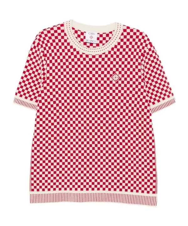 Casablanca Checkerboard-knit Logo-patch Sweater