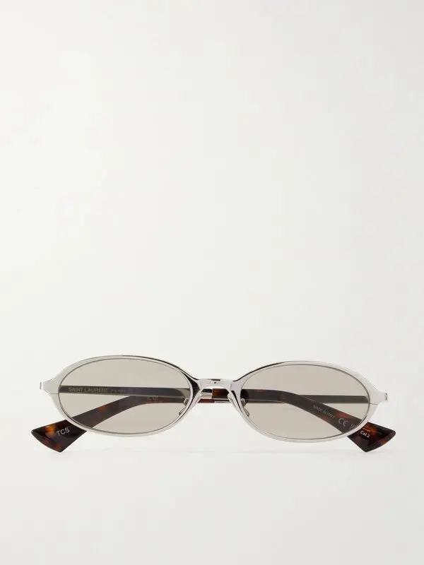 Saint Laurent Sl 935 Round-frame -tone Sunglasses - Silver