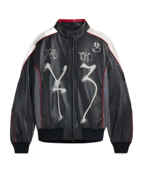 Y3 Chito Graphic Leather Biker Jacket