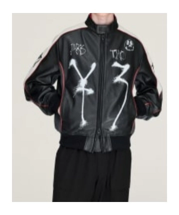 Y3 Chito Graphic Leather Biker Jacket
